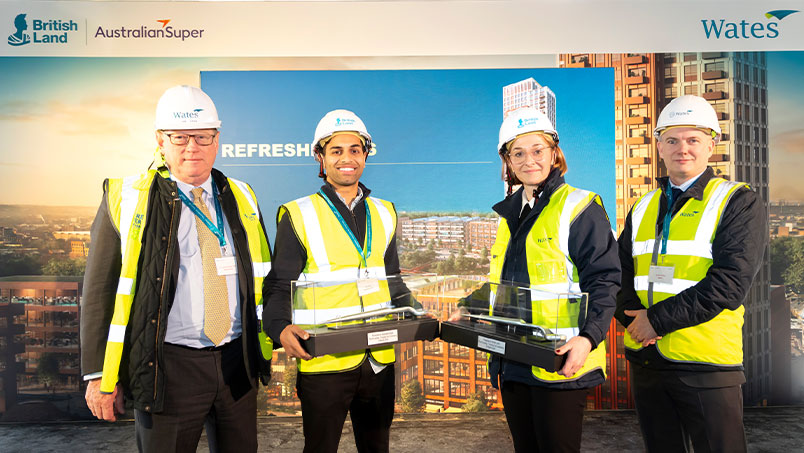 Topping out of new homes and workspace at Canada Water